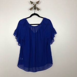 Milly | Tops | Milly For Design Nation Blue Sheer Top Sz M | Poshmark